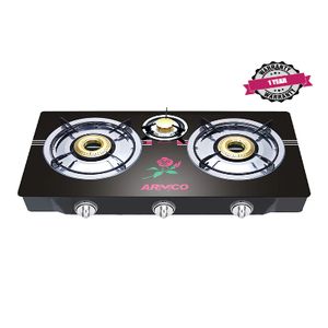 Armco GC-8370GX - 3 Burner Glass Tabletop Gas Cooker, Black